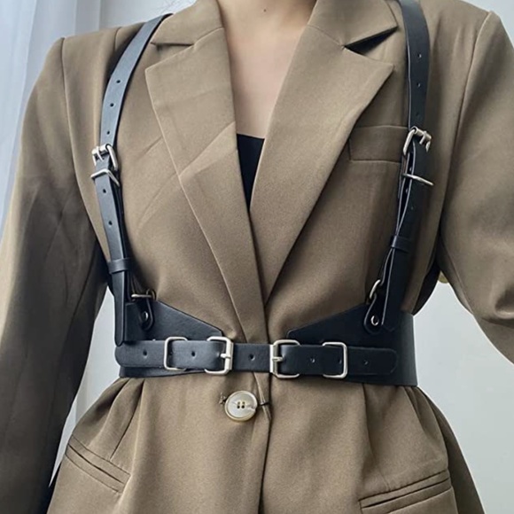Boutique | Accessories | Waist Body Chain Black Leather Goth Belt ...